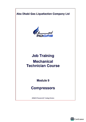 P7 - ADGAS Centrifugal Compressors - Job Training Mechanical Technician Course - Studocu