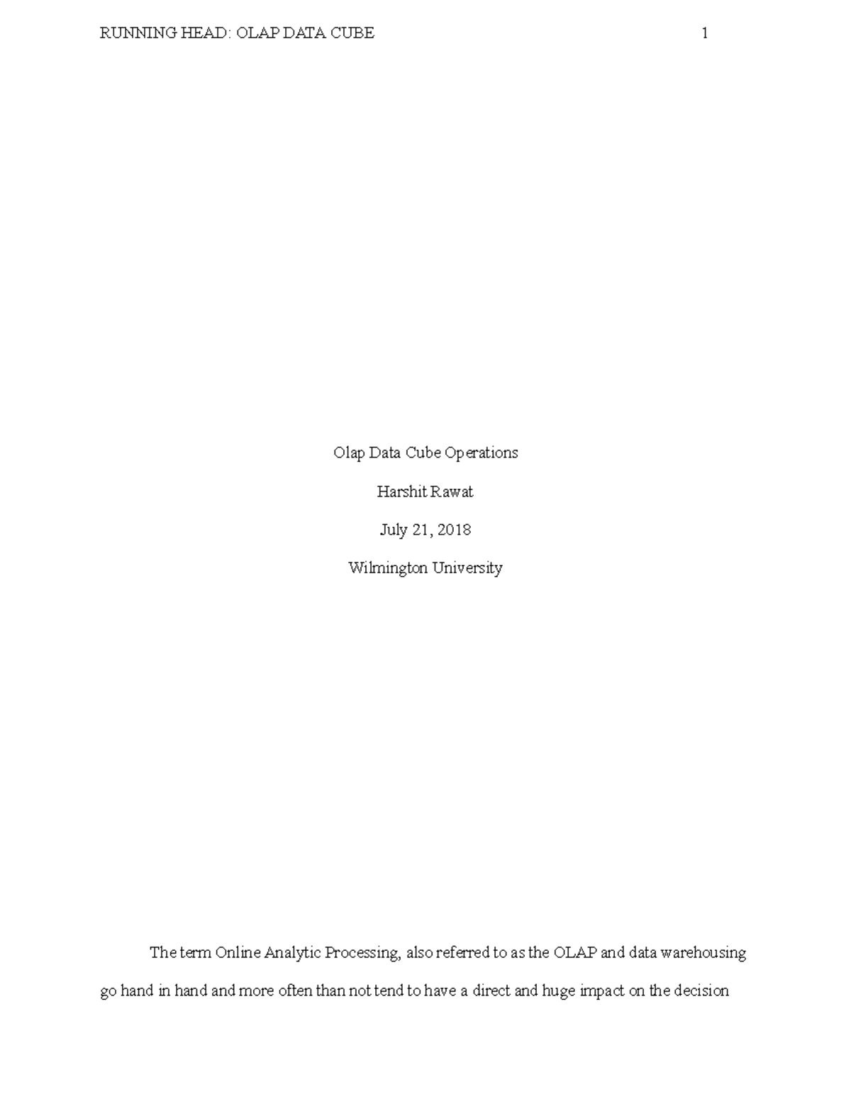 Olap Data Cube Operations - OLAP systems are primarily designed and ...