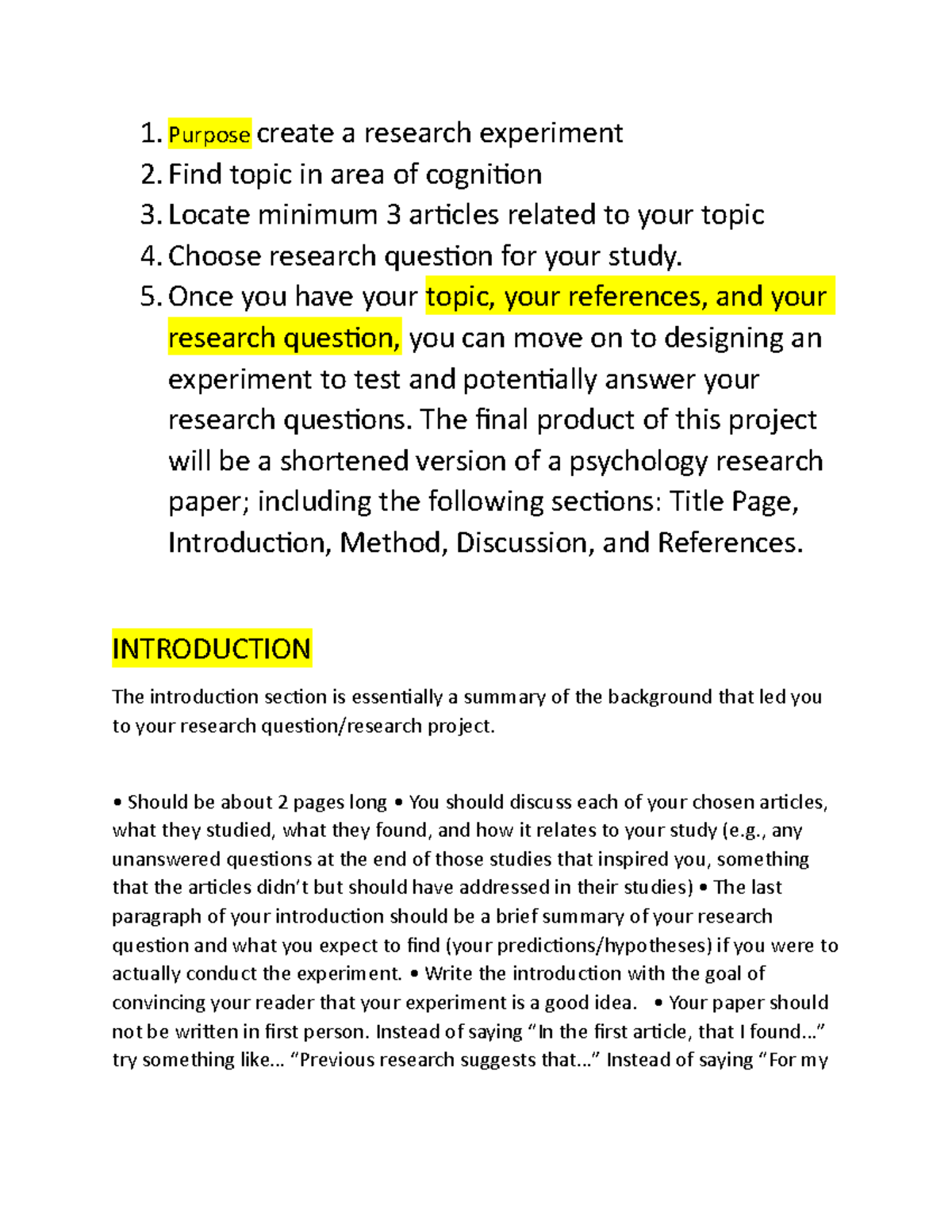 Purpose create a research experiment - 1. Purpose create a research ...