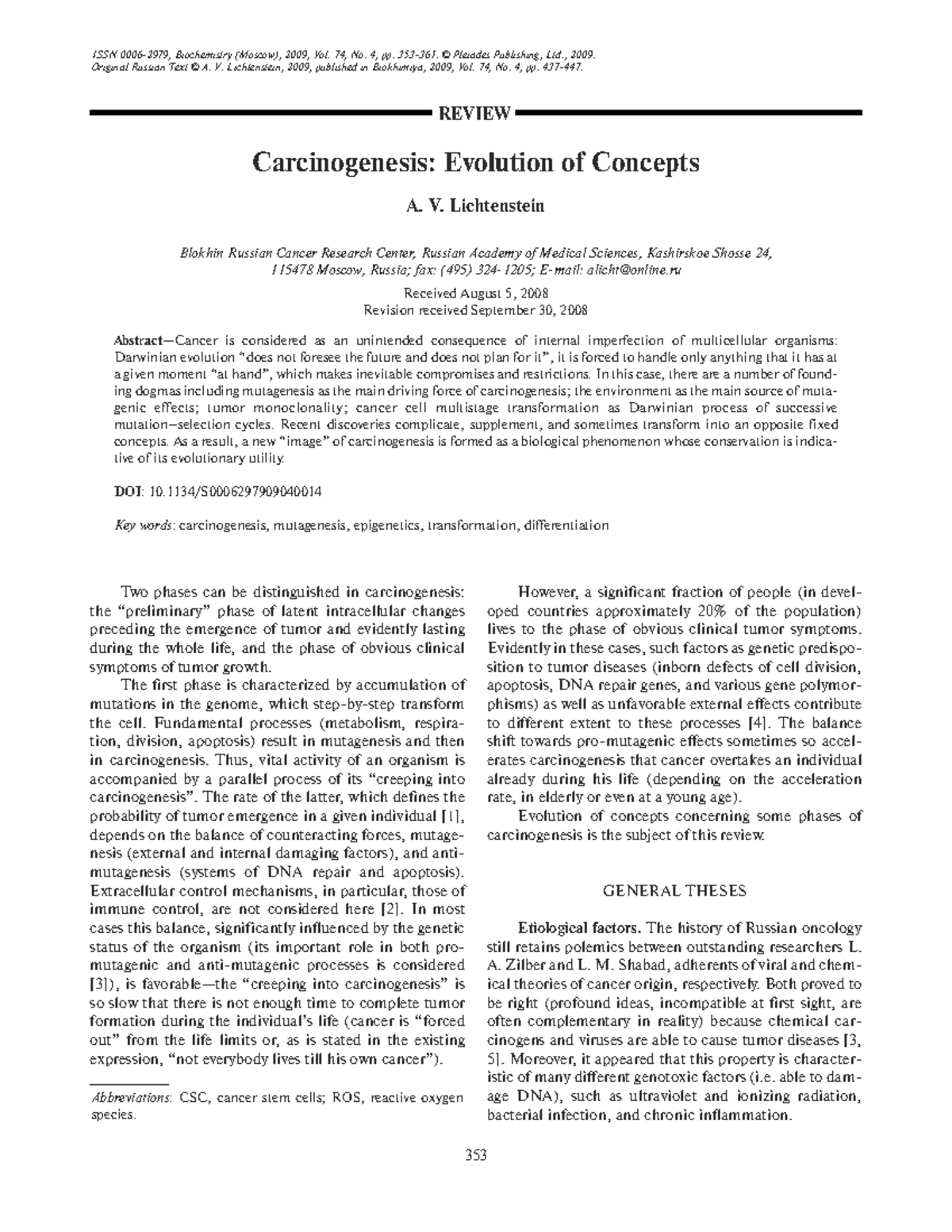 2009 Carcinogenesis Evolution of Concept - Two phases can be ...