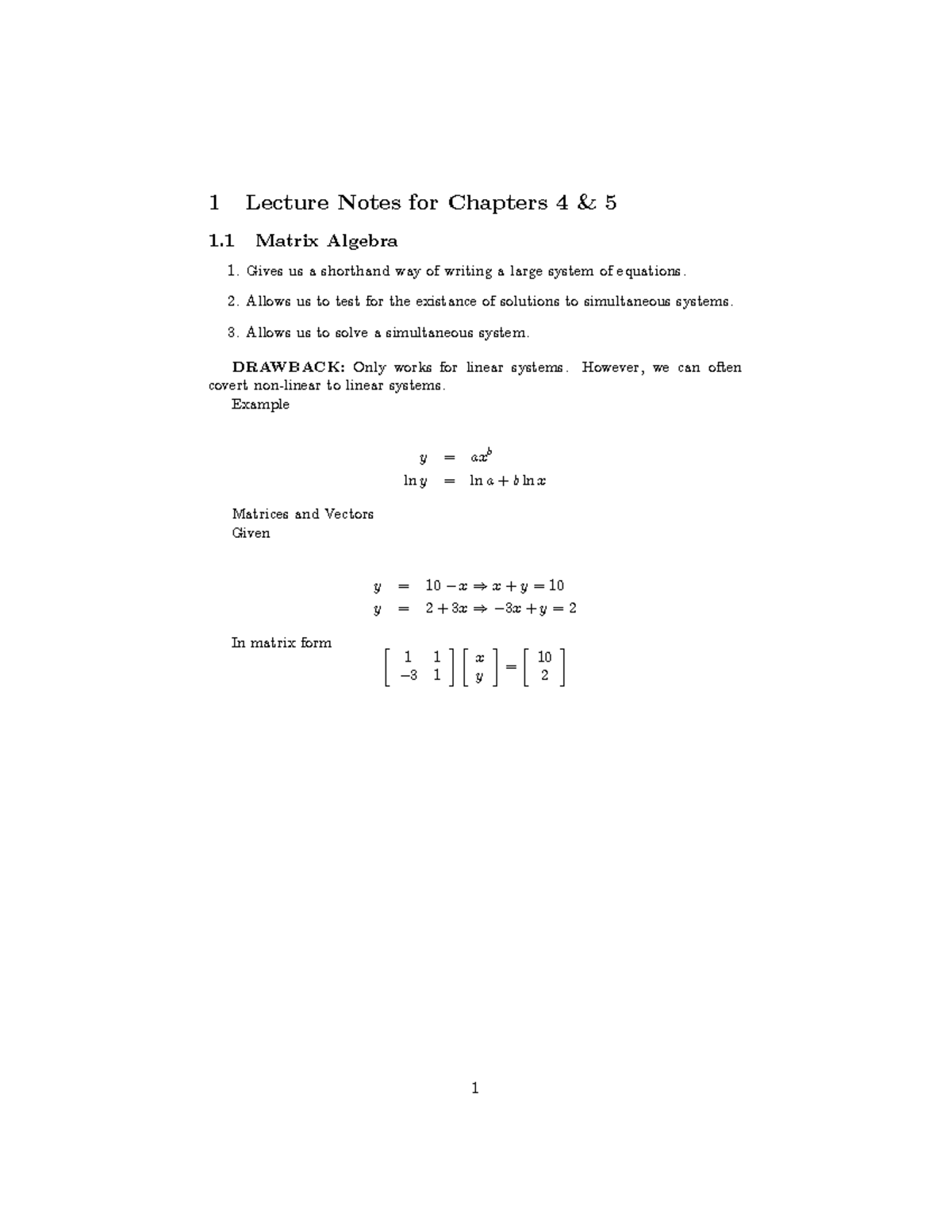Ln Ch4&5 - Lecture notes 1-2 - 1 Lecture Notes for Chapters 4 & 5 1 ...