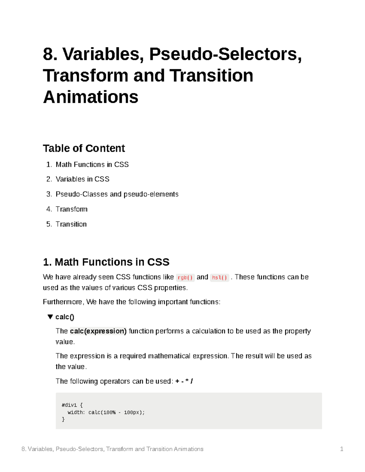 8. variables pseudo-selectors transform and transition animations - 8. Variables, Pseudo ...