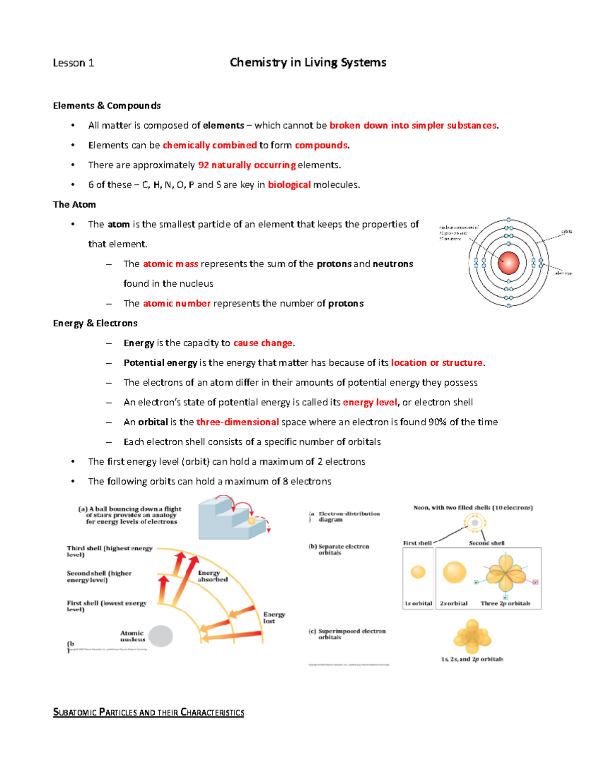 Lesson 1 Chemistry in Living Systems SS - Google Docs - Lesson 1 ...