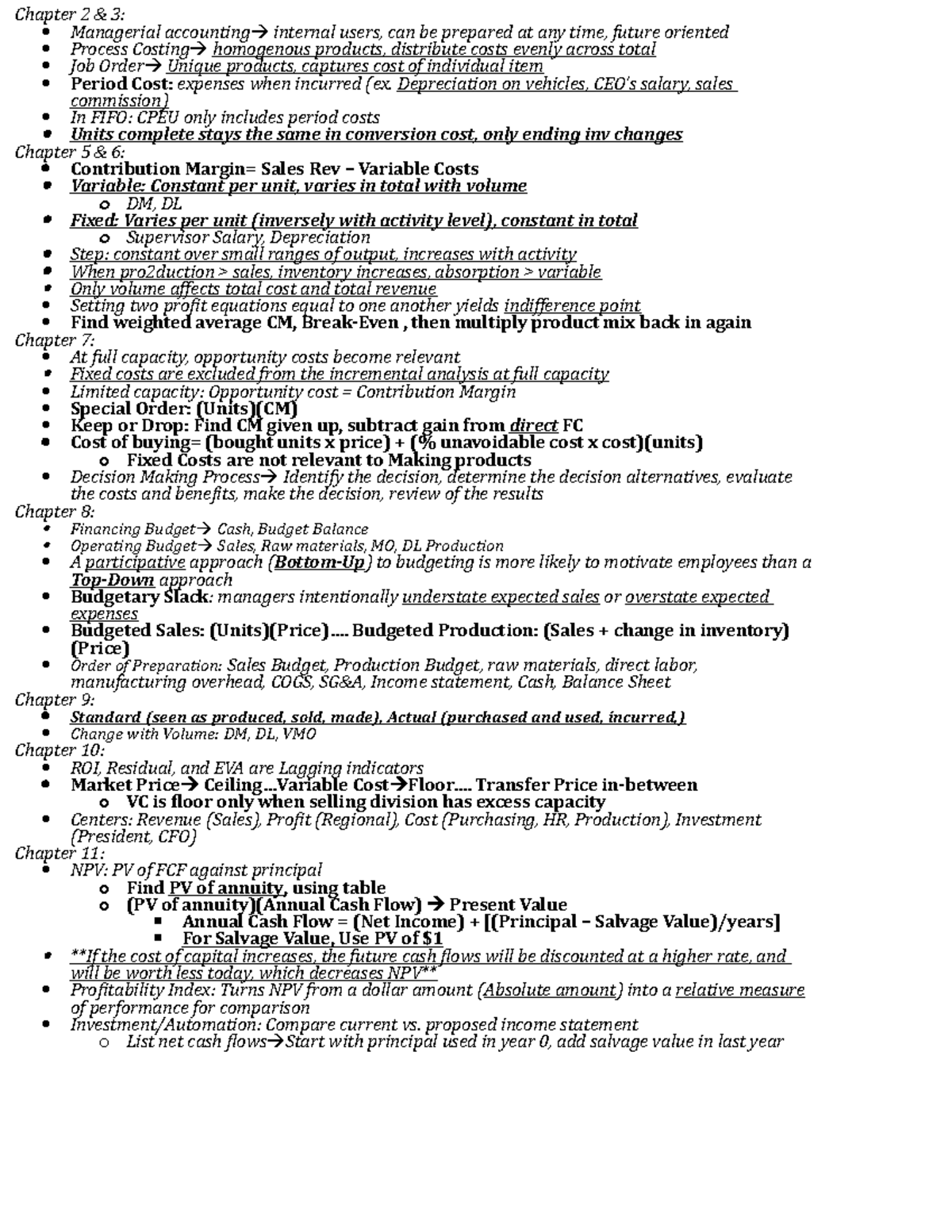 A202 Final Concepts - Lecture note 2-11 - Chapter 2 & 3: Managerial ...