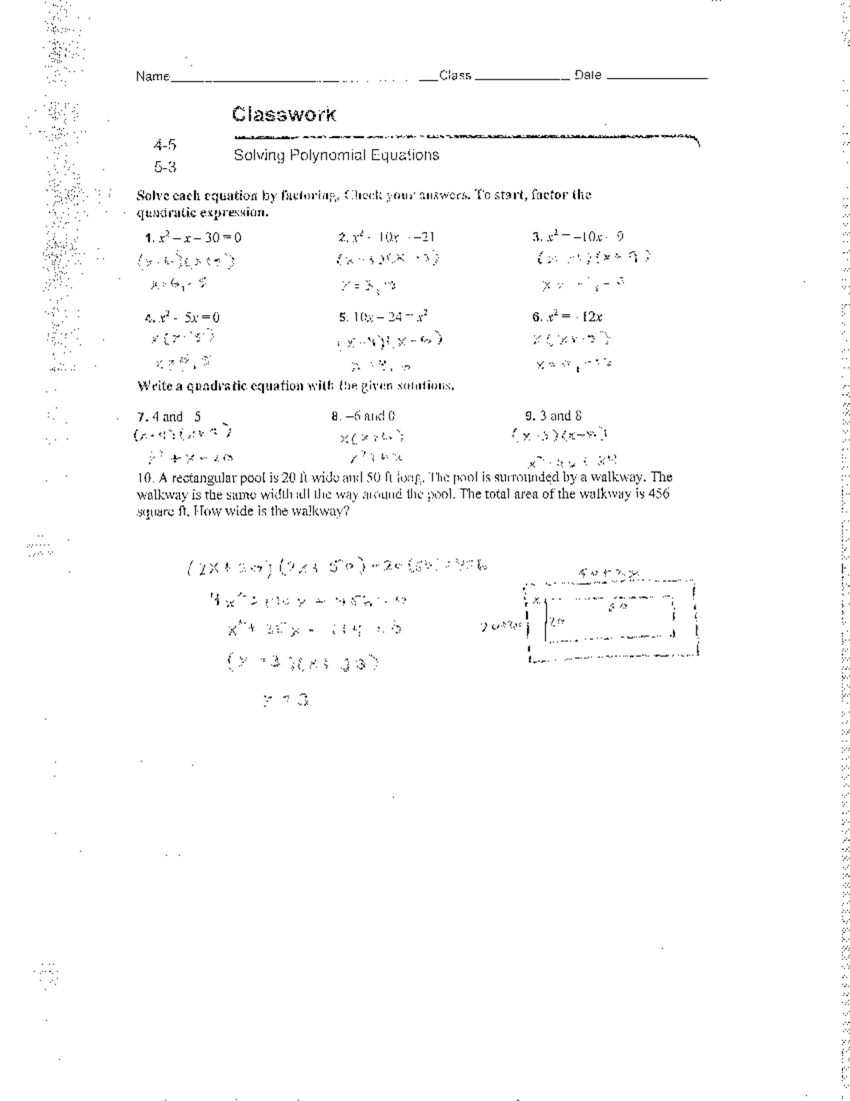 Classwork+4 - Unit 2 of Algebra 2 Honors at Langley High School FCPS ...