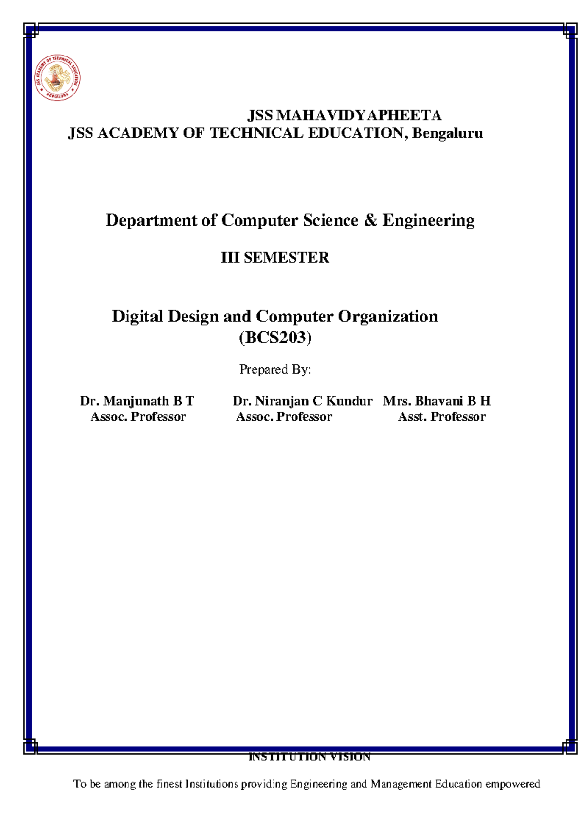 BCS302-DD & CO LAB Manual - JSS MAHAVIDYAPHEETA JSS ACADEMY OF ...