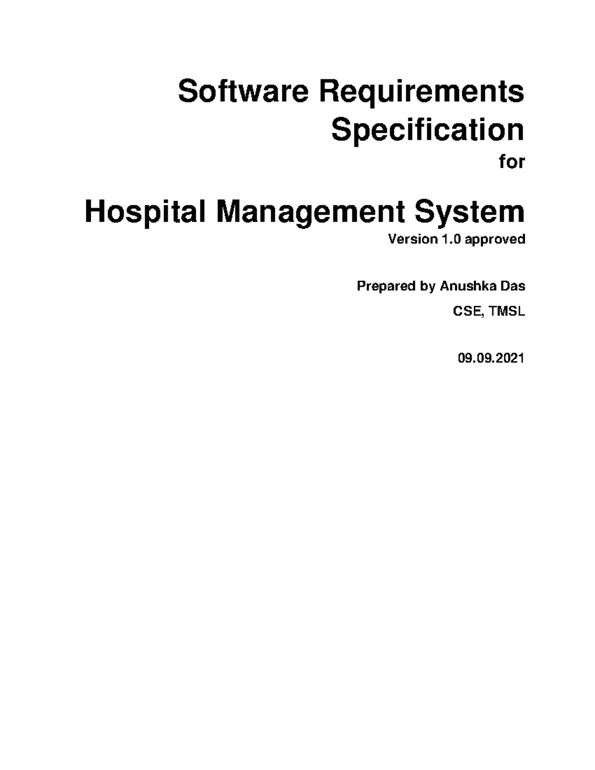 Hospital Management System Software Requirements Specification For hospital-management-system-software-requirements-specification-for