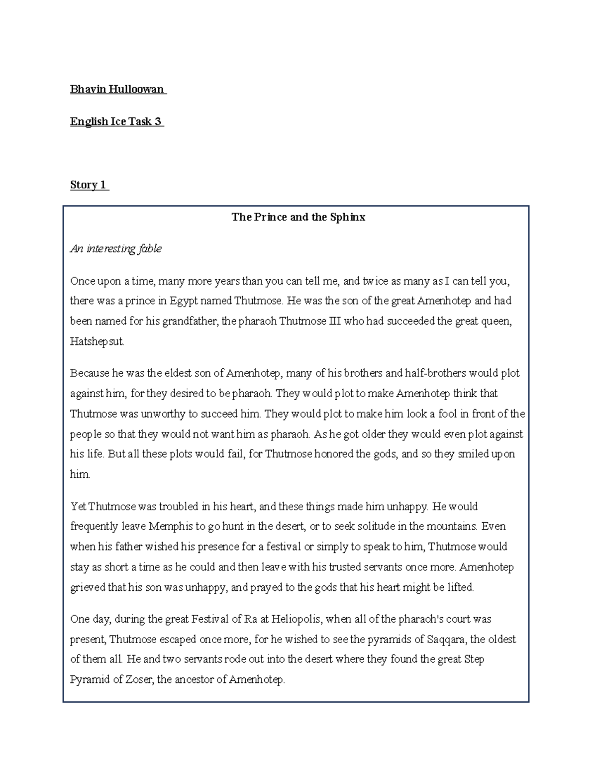 ICE TASK 3 Eng - Ice task 3 example - Bhavin Hulloowan English Ice Task ...