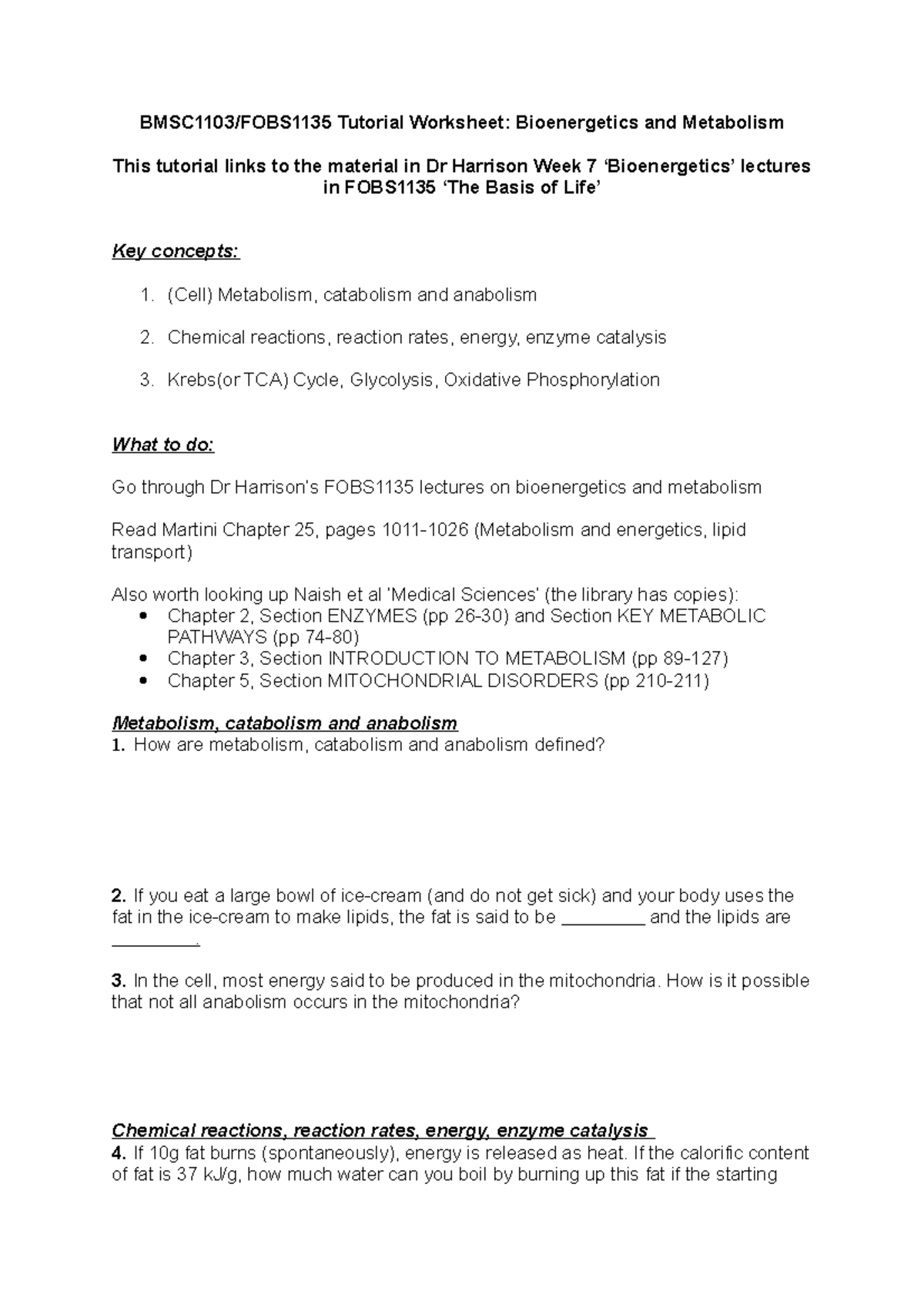 Bioenergetics tutorial - BMSC1103/FOBS1135 Tutorial Worksheet ...