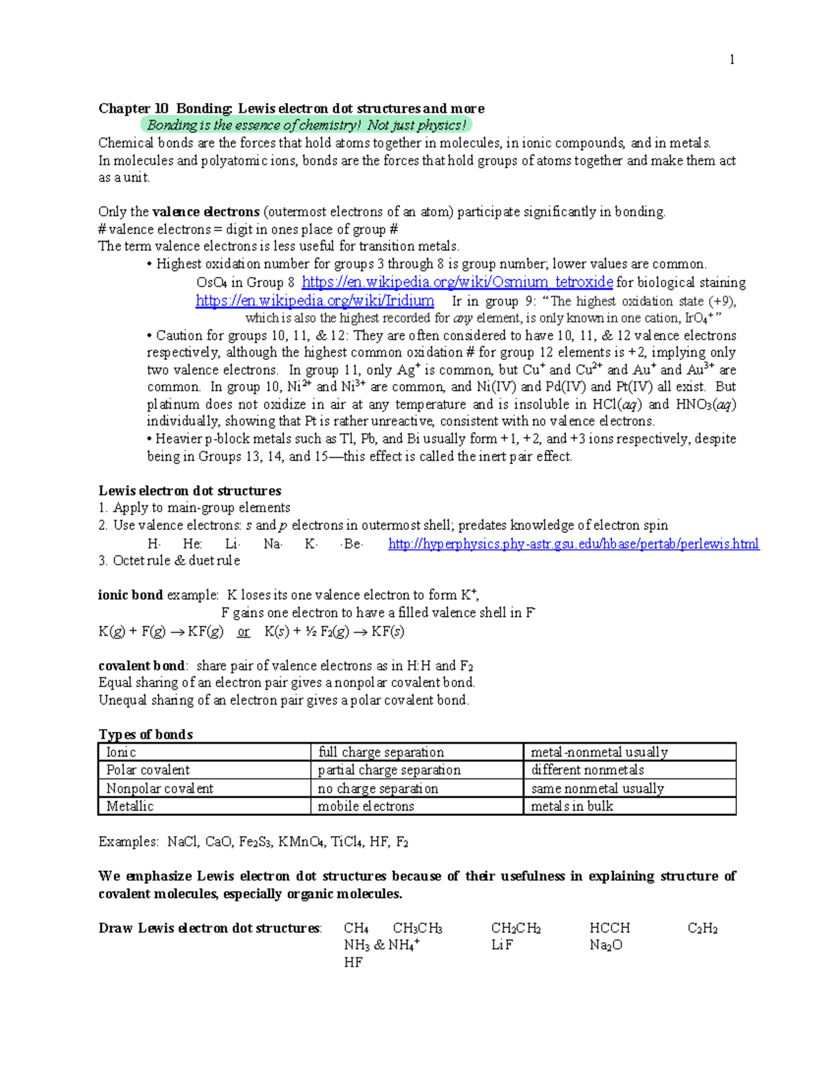 CHEM131 Chapter 10 lewis structures - Chapter 10 Bonding: Lewis ...