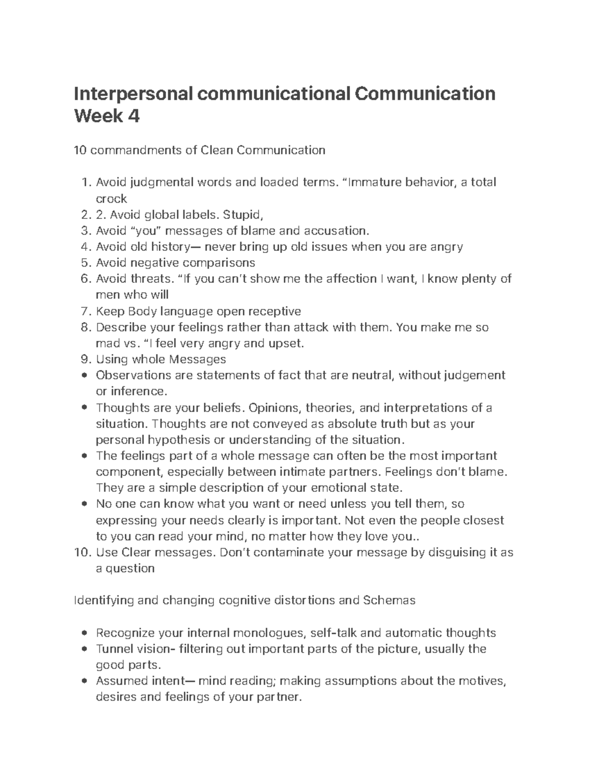 Interpersonal communicational Communication Week 4 - 1. 2. 3. 4. 5. 6 ...