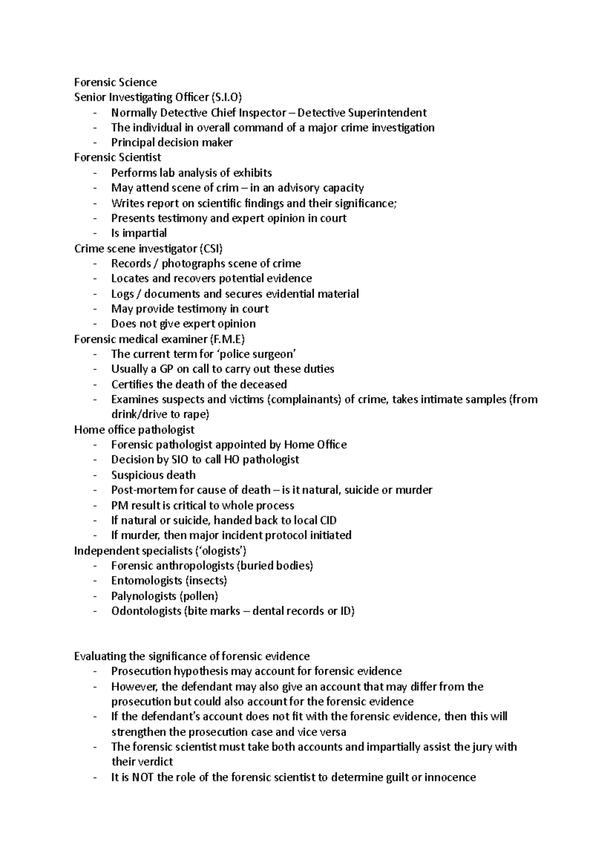 Introduction to forensics lecture 1 investigating officers - Forensic ...