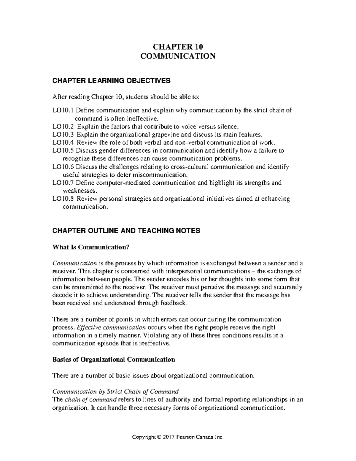Johns 10e irm ch10 - First lecture - CHAPTER 10 COMMUNICATION CHAPTER ...
