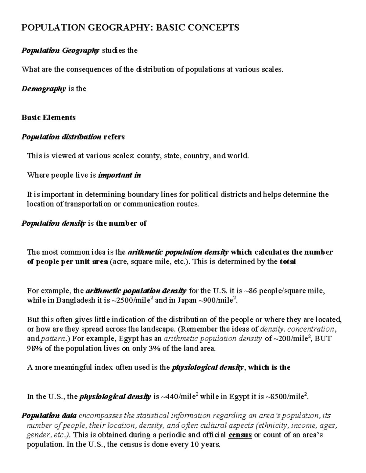 Lect04Pop Geog Basics-e LC - POPULATION GEOGRAPHY: BASIC CONCEPTS ...