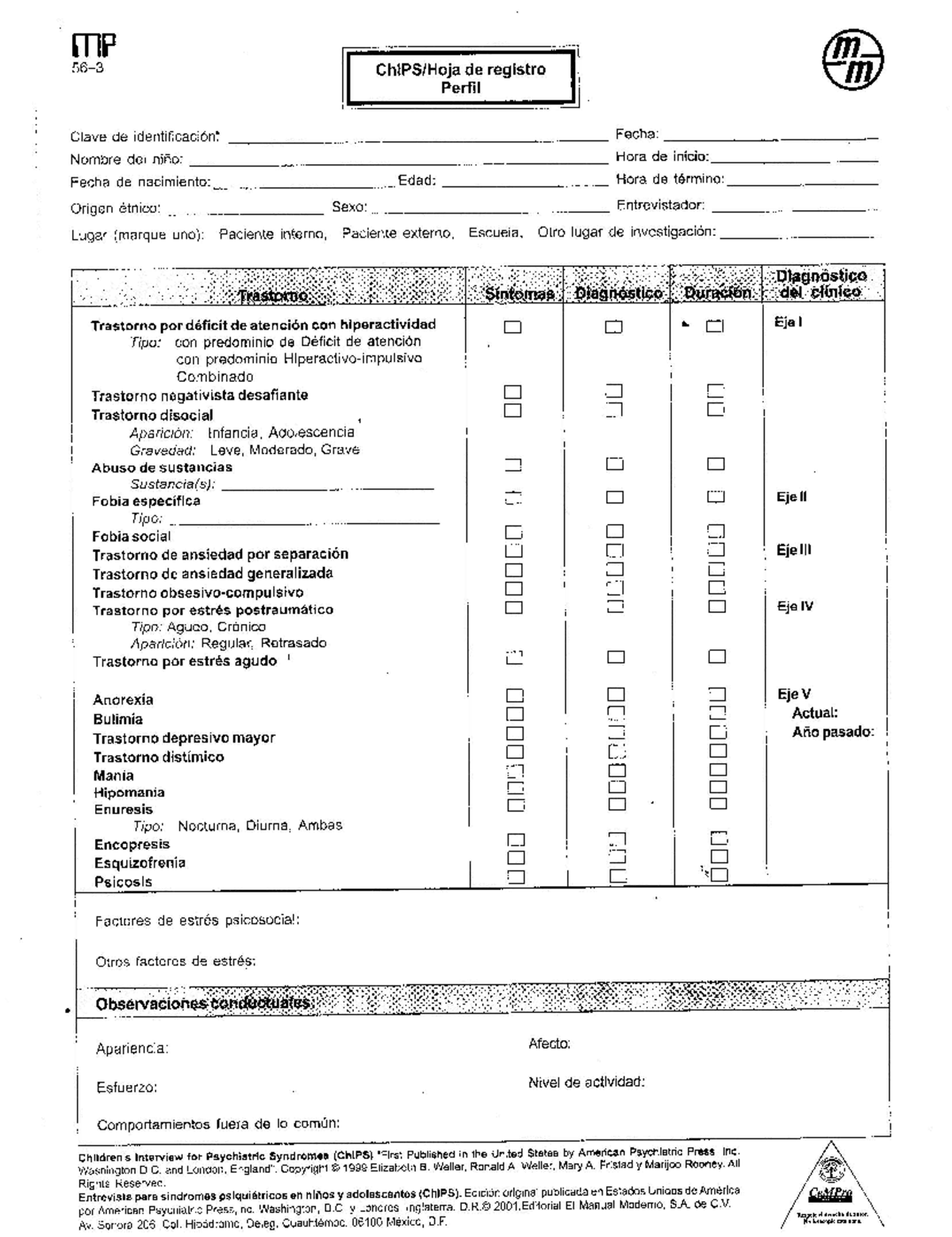 Qdoc - Chips - mp de registro Perfil Clave de Fecha: Nombre del nifio ...