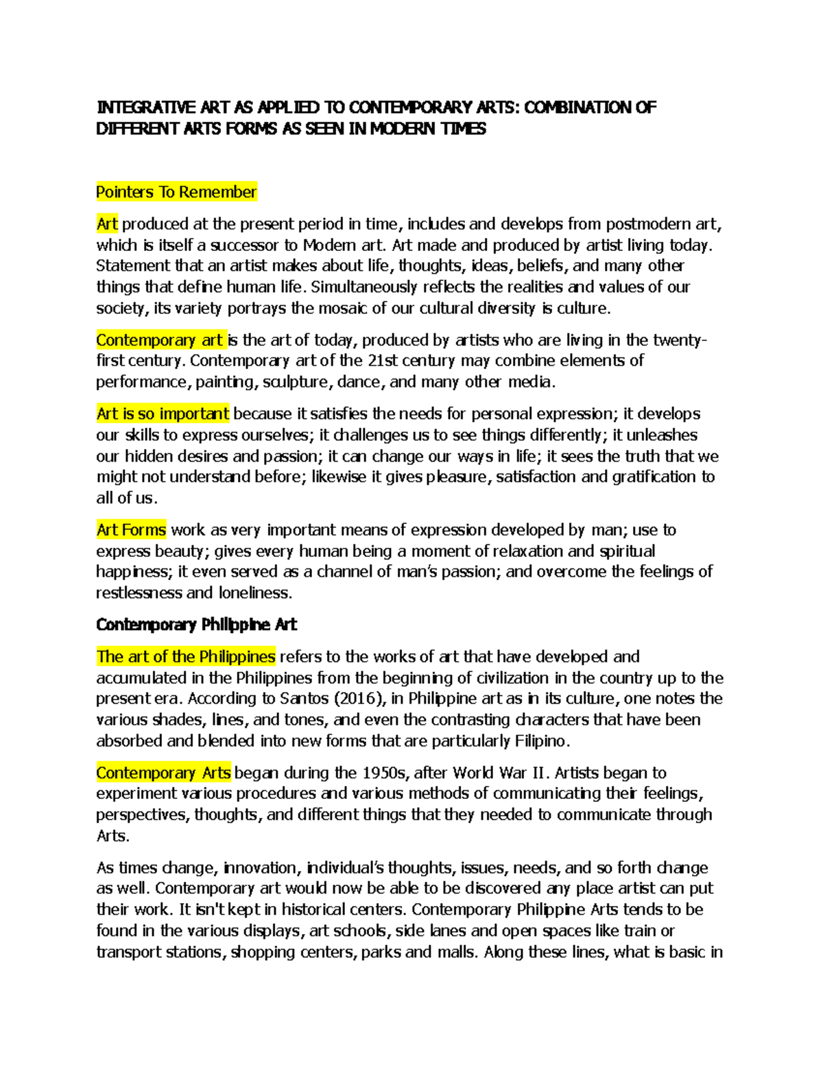 Integrative ART AS Applied TO Contemporary ARTS - INTEGRATIVE ART AS ...