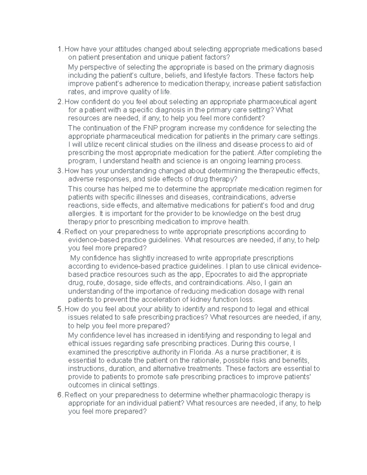 Nr566 course reflection - 1 have your attitudes changed about selecting appropriate medications ...