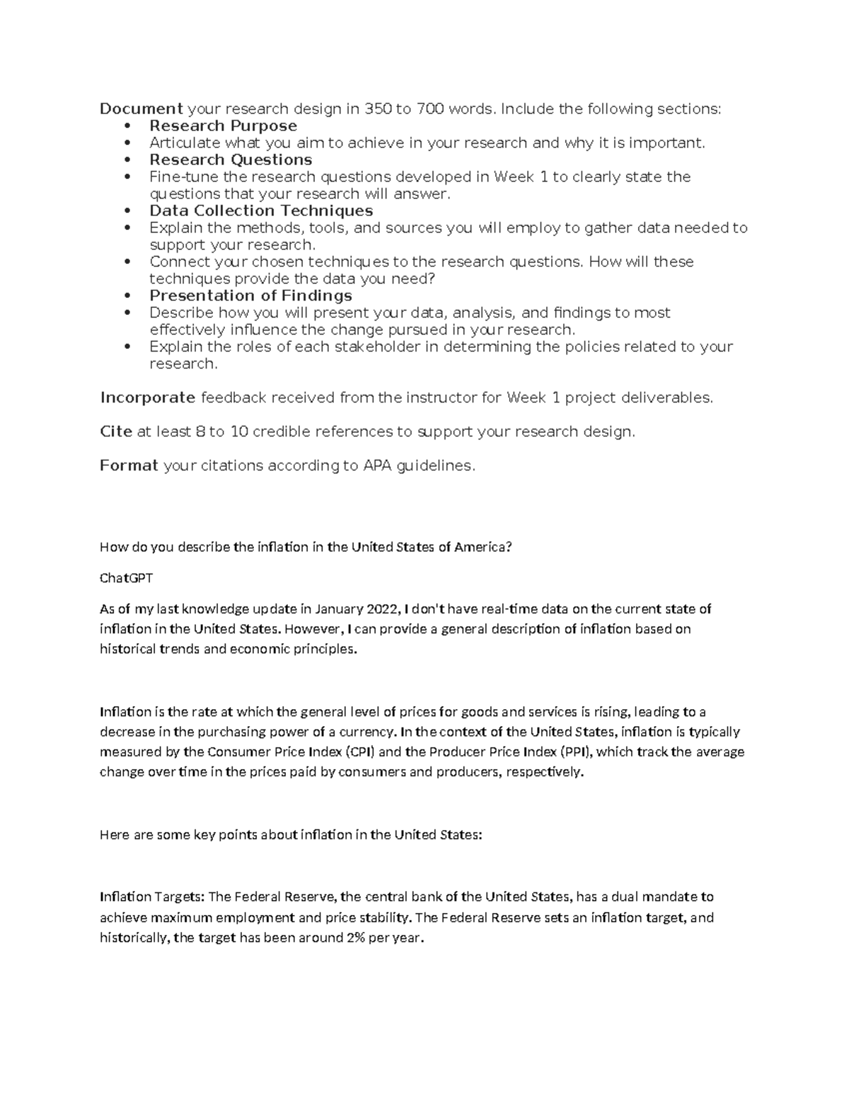 Document your research design in 350 to 700 words - Document your ...