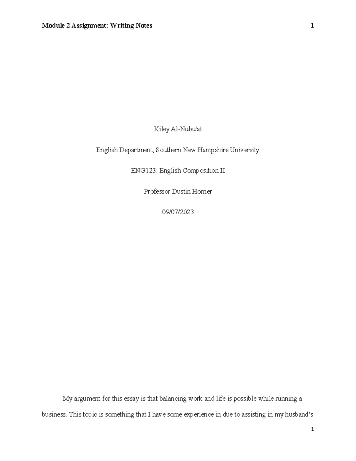 Writing Notes Assignment Module 2 Assignment Writing Notes 1 Kiley Al Nubuat English