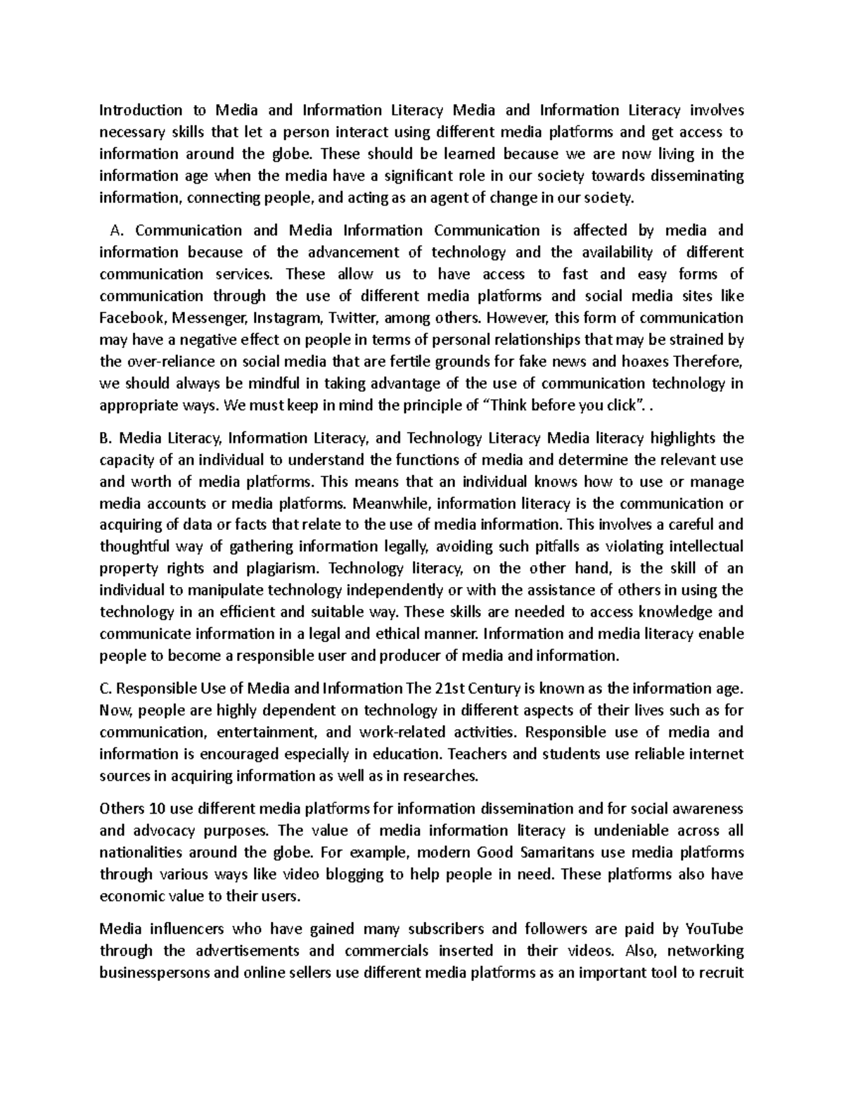 Handsout-module-week1 - Introduction to Media and Information Literacy ...