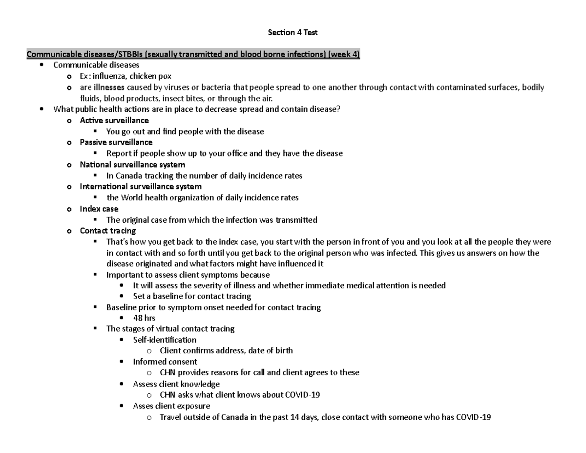 Section 4 test final review - Section 4 Test Communicable diseases ...