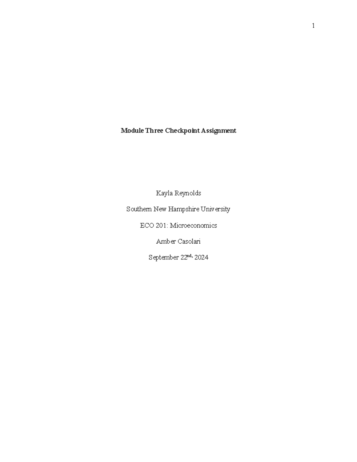 ECO 201 Module Three Checkpoint Assignment Template-2 - Module Three Checkpoint Assignment Kayla ...