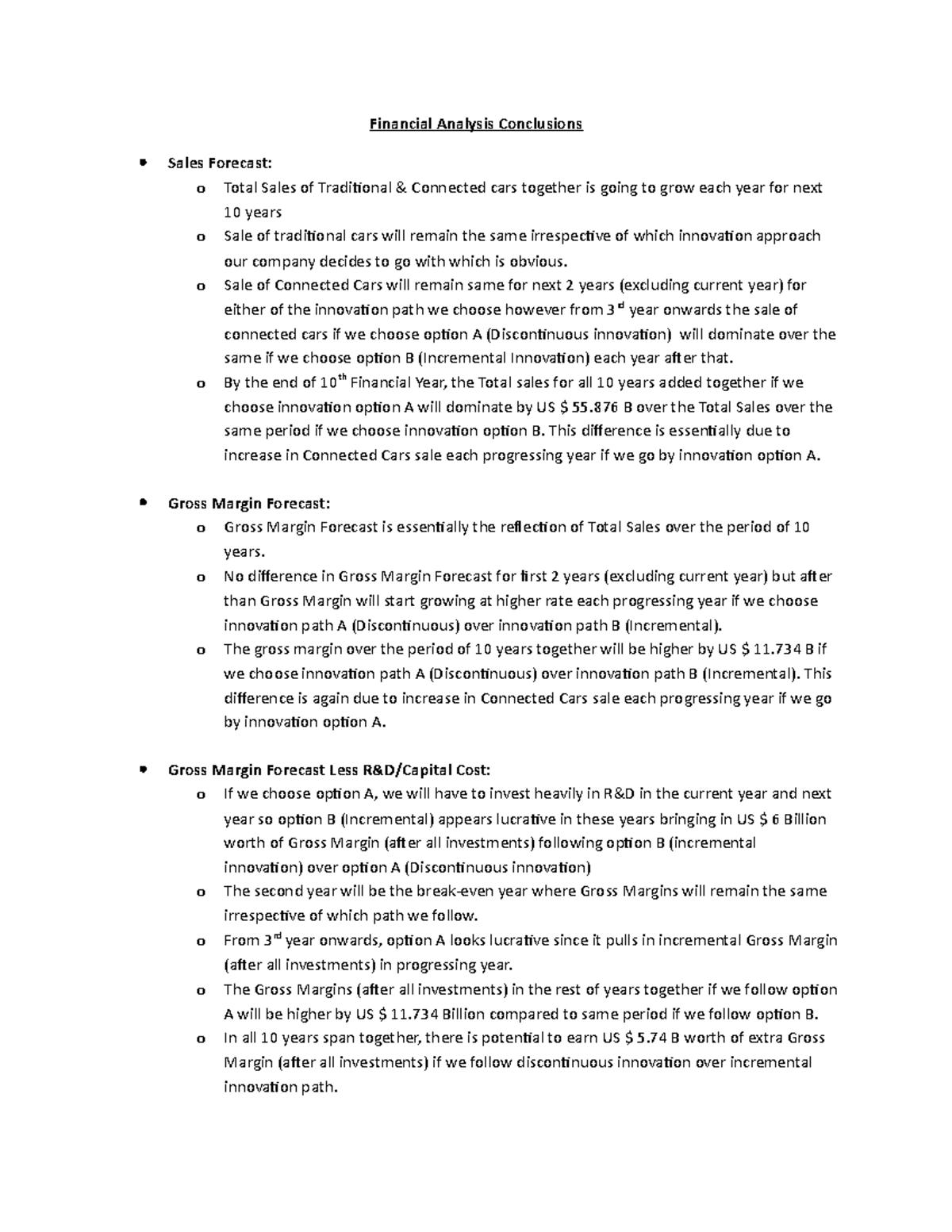 Financial Analysis - Conclusions - Financial Analysis Conclusions Sales ...