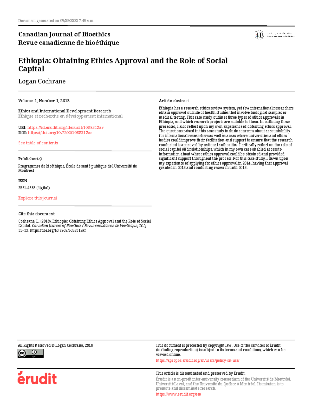Study Ethiopia Ethics Approval - All Rights Reserved Ä Logan Cochrane ...