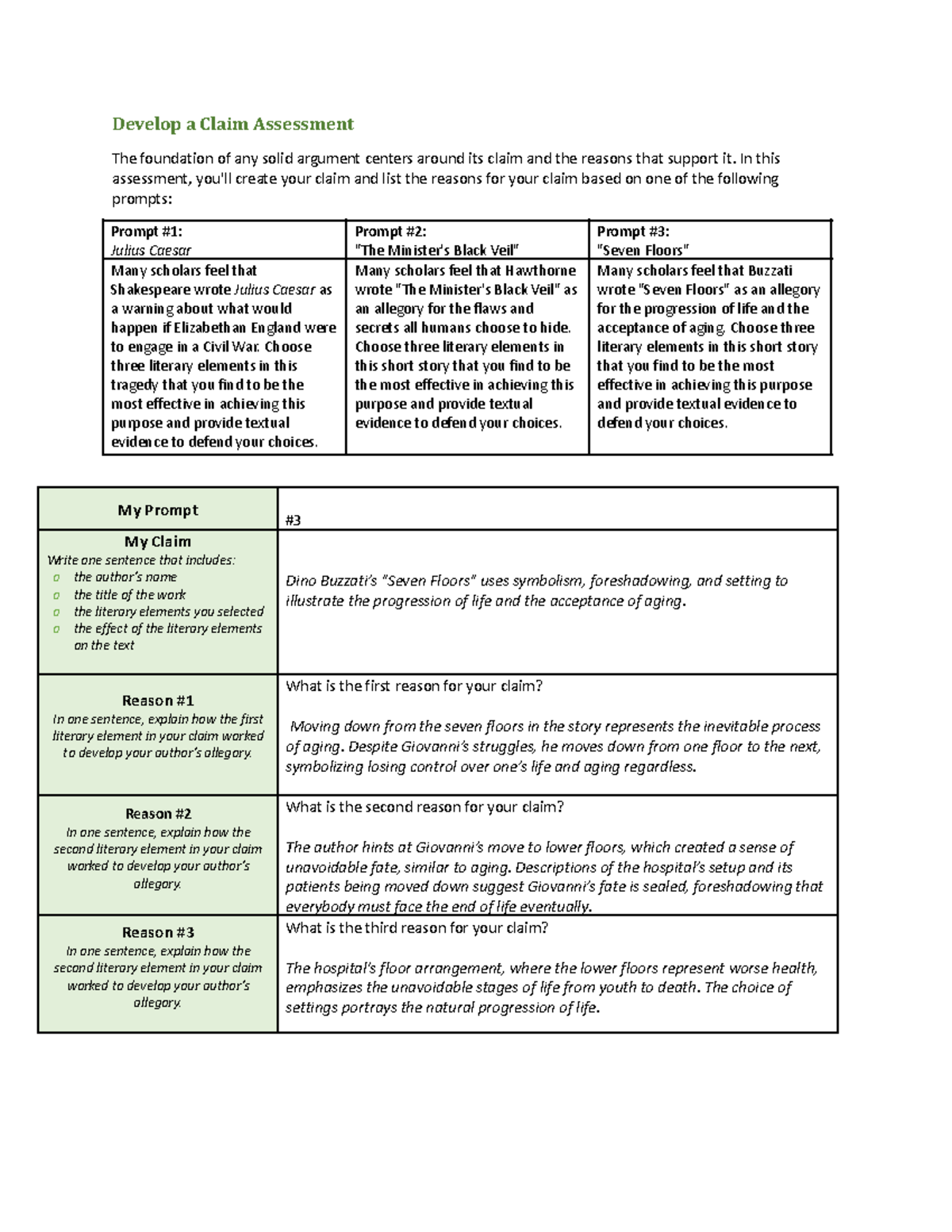 Copy of 3.01 Assessment - Develop a Claim Assessment The foundation of ...