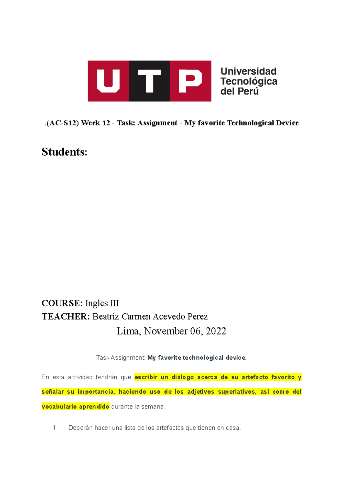 (AC-S12) Week 12 - Task Assignment - My favorite Technological Device ...