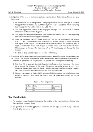 EE337 labsheet 1 - The Problem Statement for the Lab 1 assigned ...