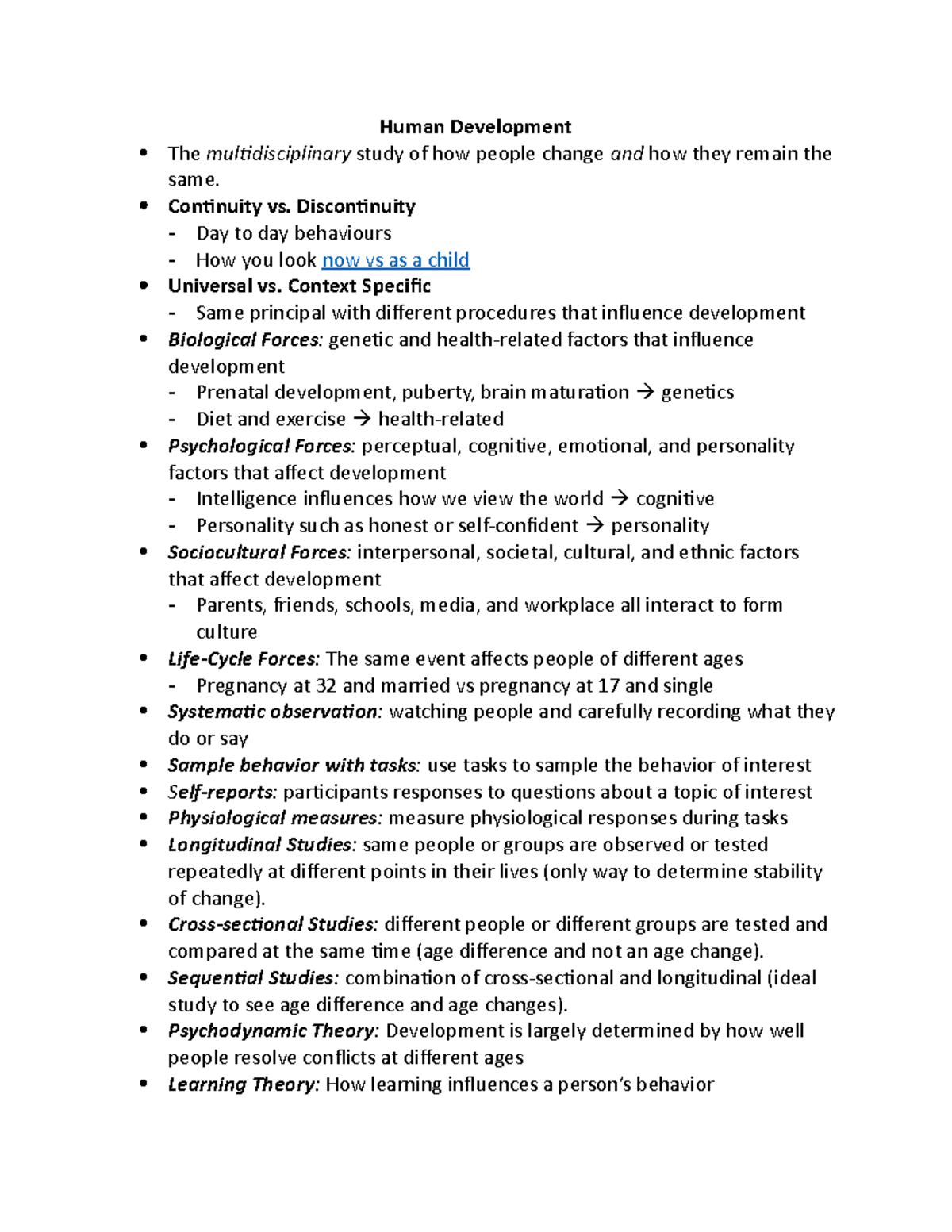 PSY2114 Quiz 1 Study Guide - Human Development The multidisciplinary ...