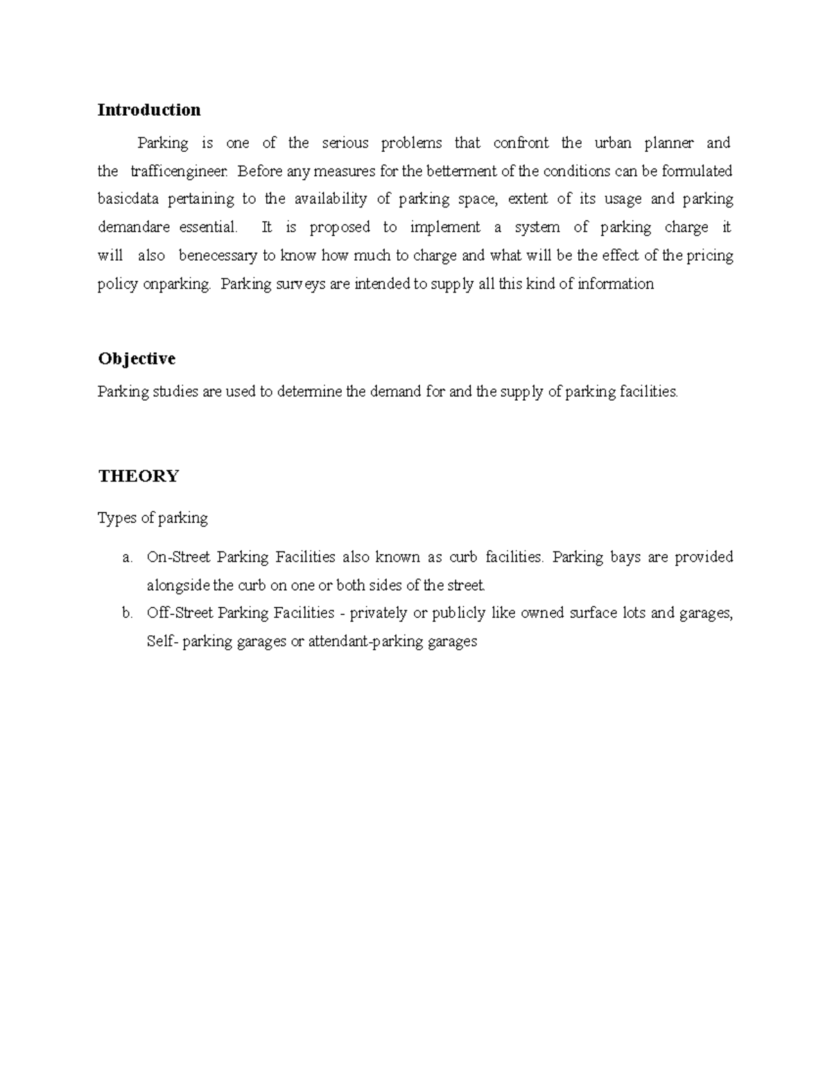 Report Parking Study - Introduction Parking is one of the serious ...