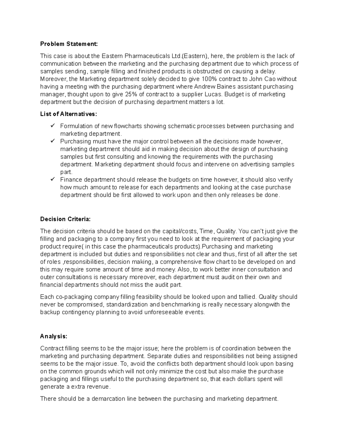 Eastern Pharmaceuticals - (Eastern), here, the problem is the lack of ...