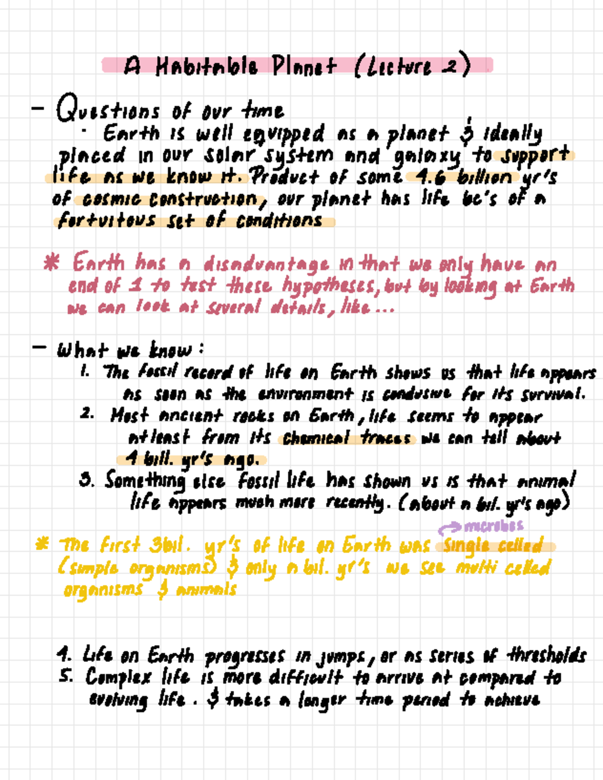 Evolution Of The Biosphere - A Habitable Planet (Lecture 2) -westions ...