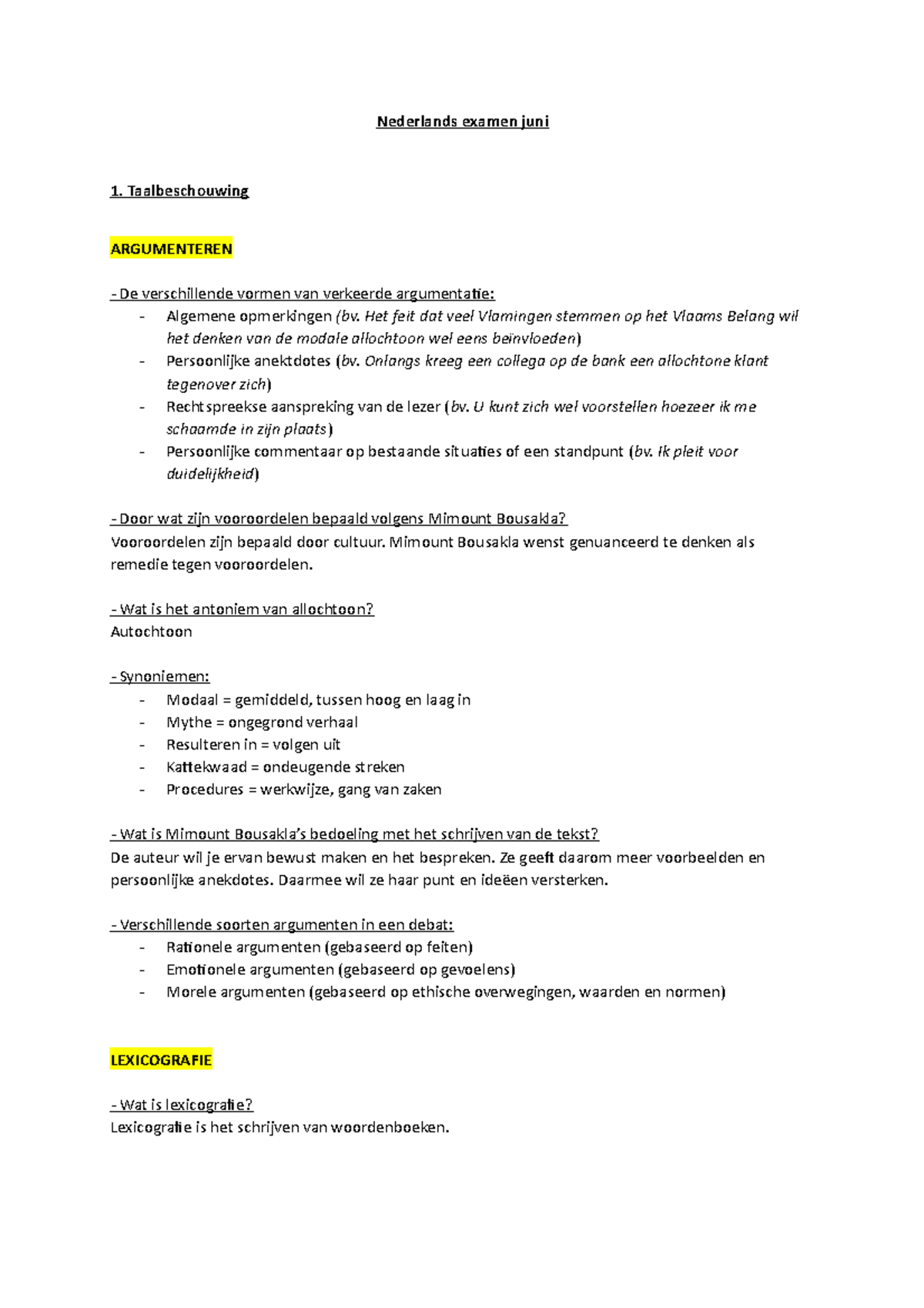 Nederlands examen juni - Nederlands examen juni Taalbeschouwing ...