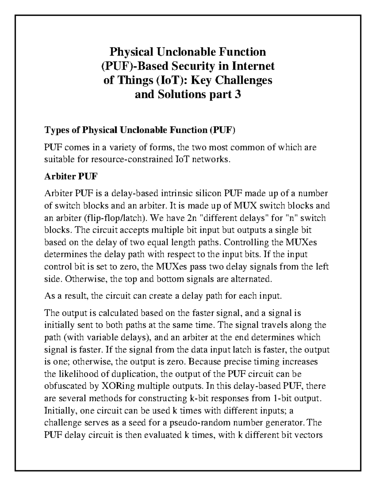 Physical Unclonable Function part 3 - Physical Unclonable Function (PUF)-Based Security in ...