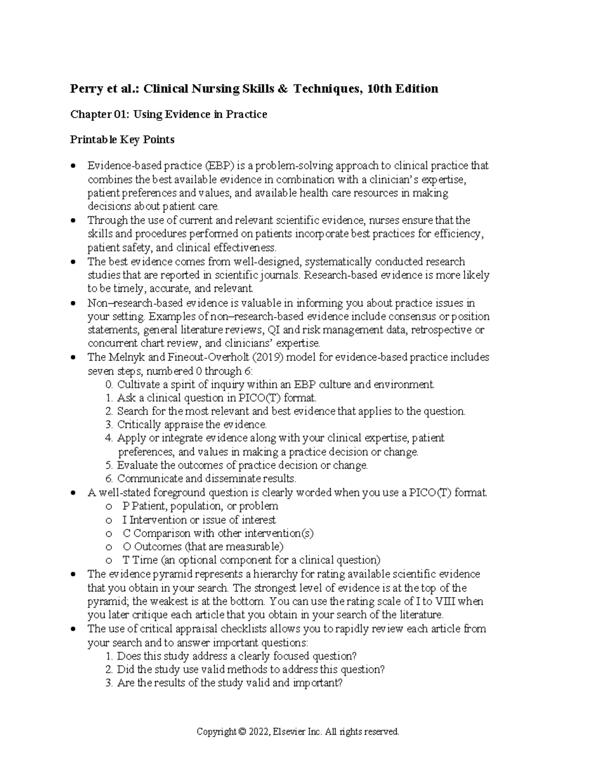 Ch 1 KEY Points - Copyright © 2022, Elsevier Inc. All rights reserved ...