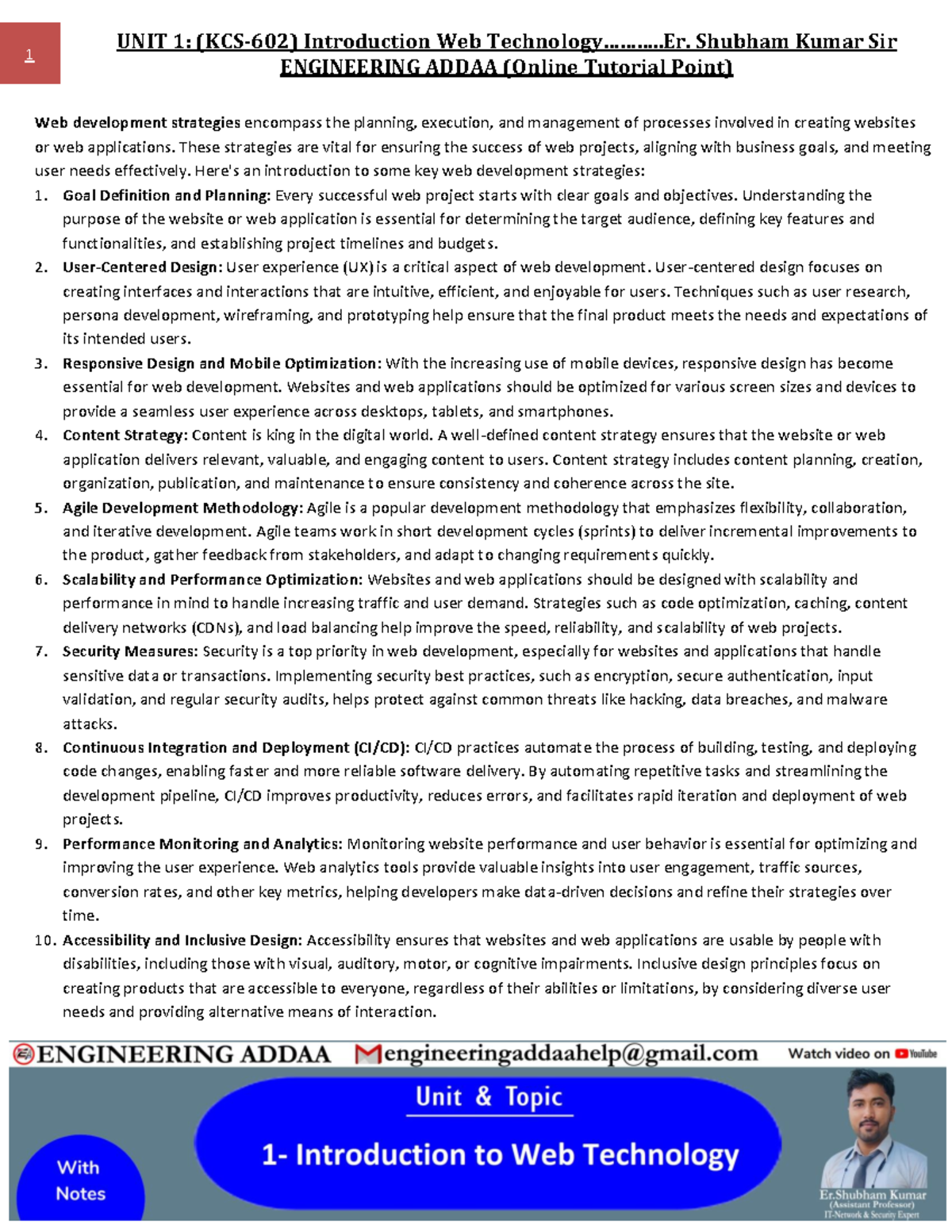 web technology unit 1 - 1 ENGINEERING ADDAA (Online Tutorial Point) Web development strategies ...