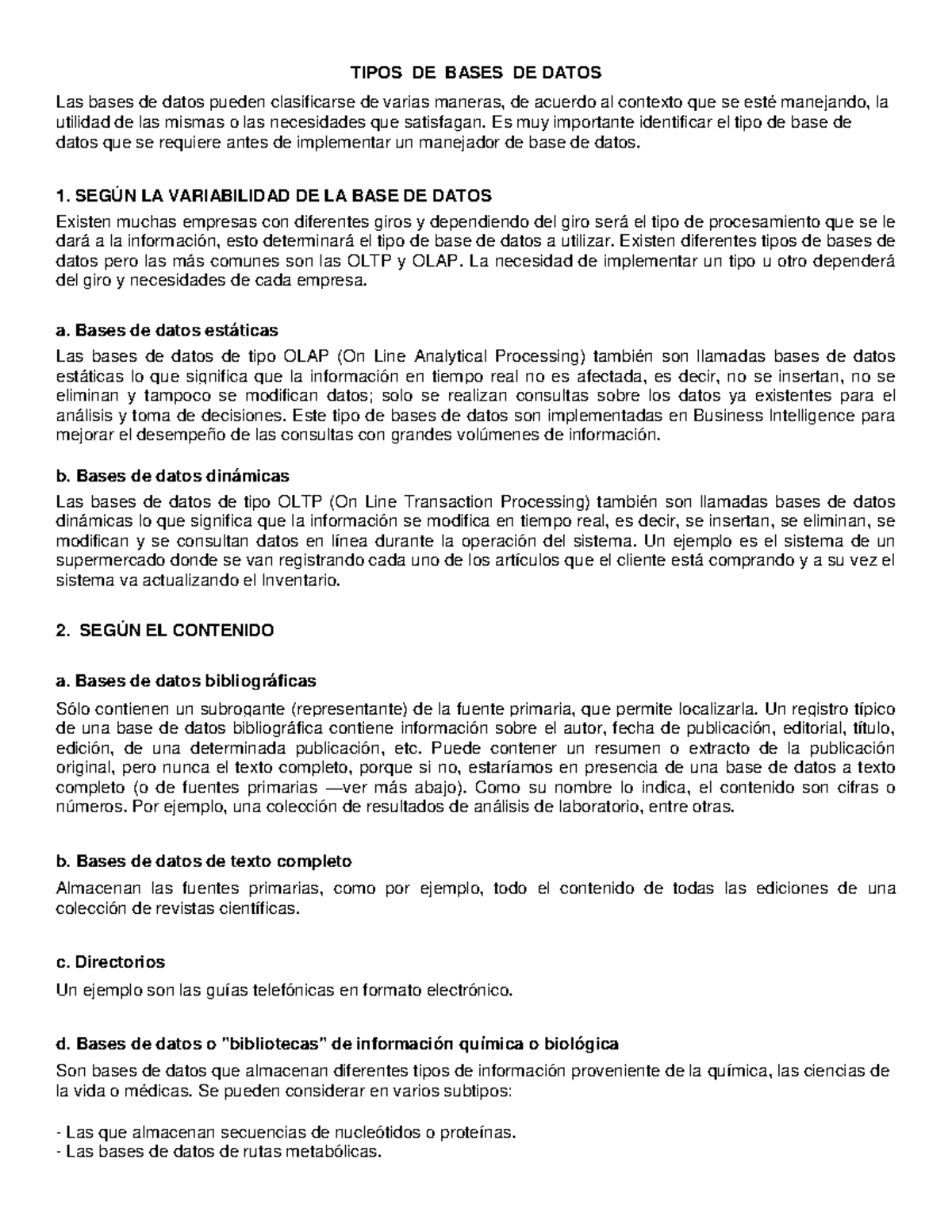 Tipos DE Bases DE Datos - Informacion valiosa - TIPOS DE BASES DE DATOS ...