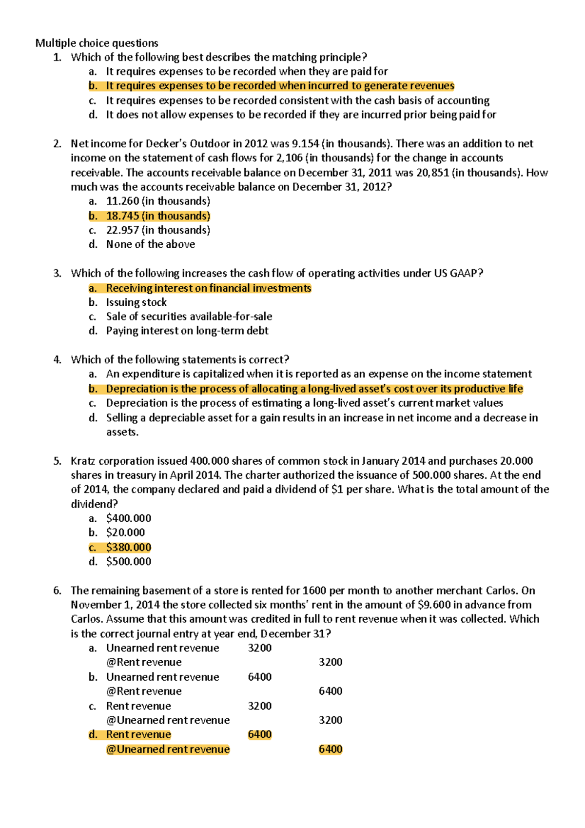 Multiple choice questions from lectures - Multiple choice questions 1 ...
