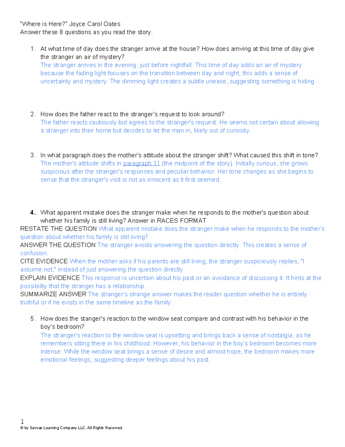 Copy of Where is Here Text Questions - “Where is Here?” Joyce Carol ...