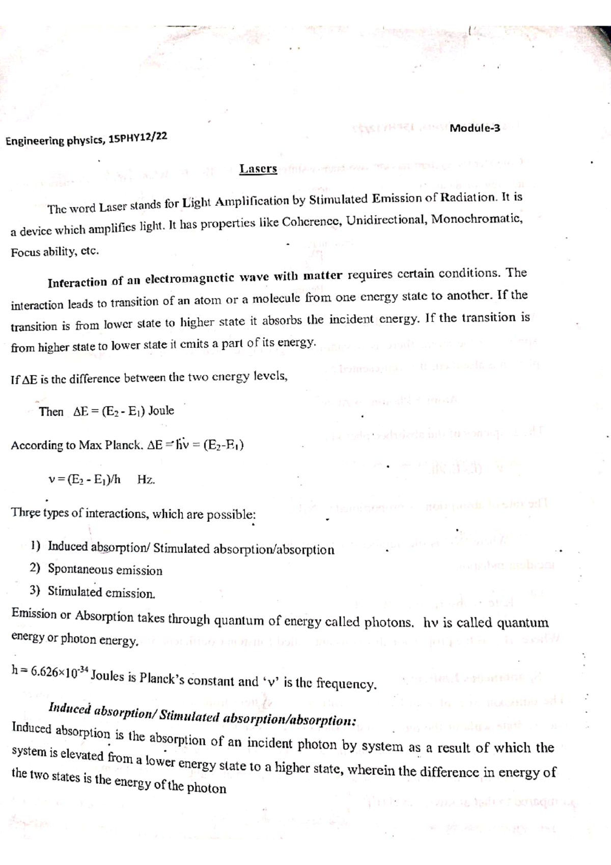 Laser notes - engineering physics - Studocu
