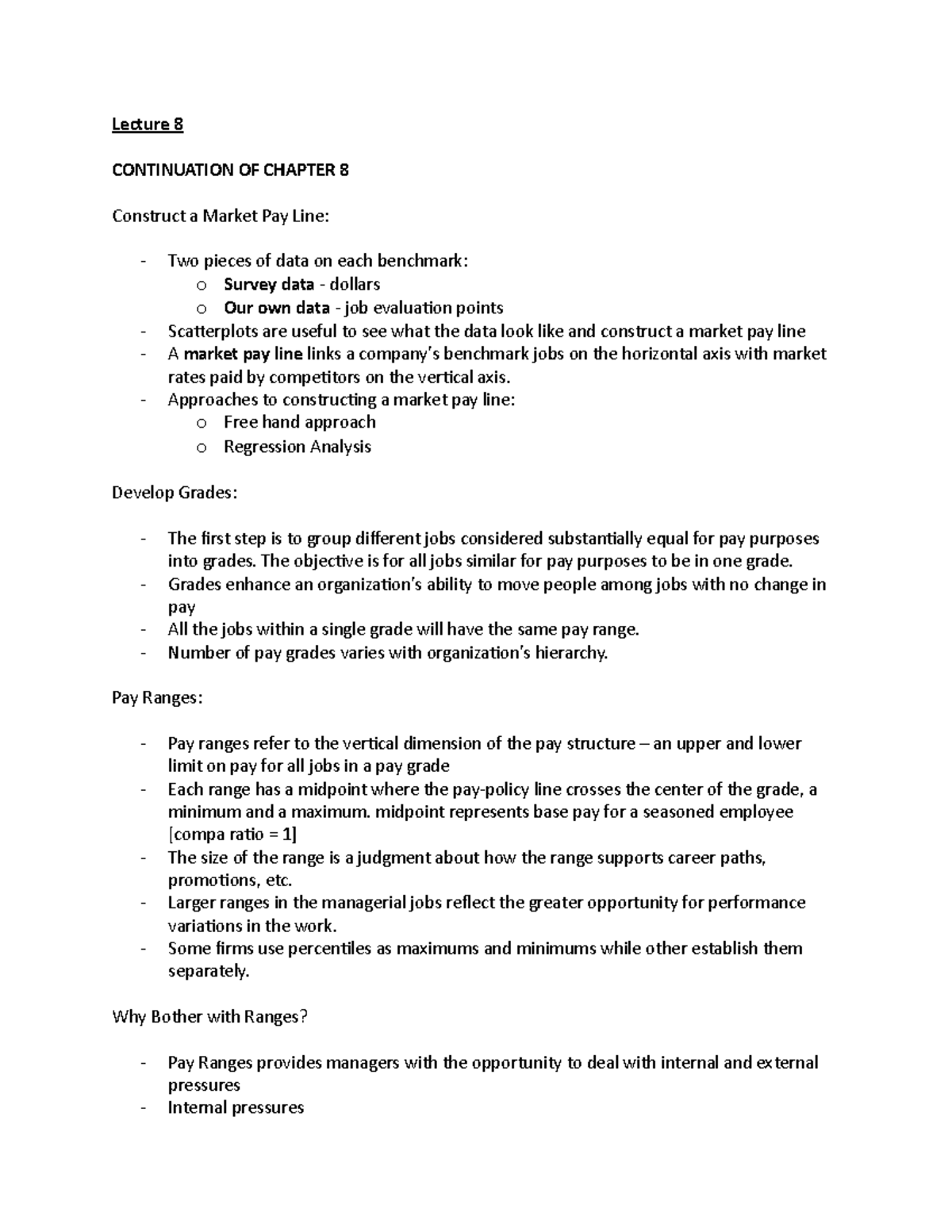 Lecture 8 - Lecture 8 CONTINUATION OF CHAPTER 8 Construct a Market Pay ...