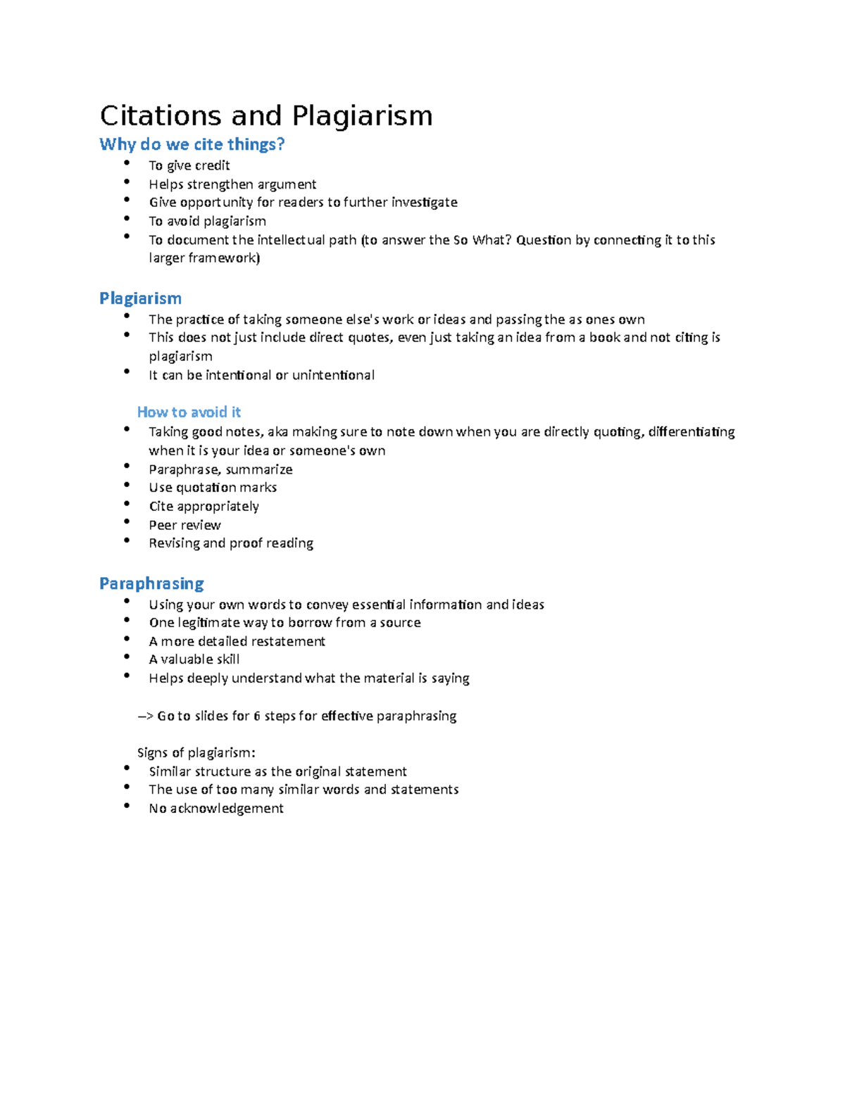 Citations and Plagiarism - Studocu