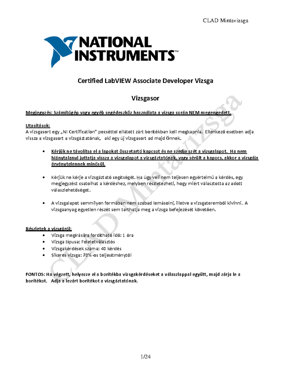 CLAD-Sample-Exam-2 HUN - Certified LabVIEW Associate Developer Vizsga ...