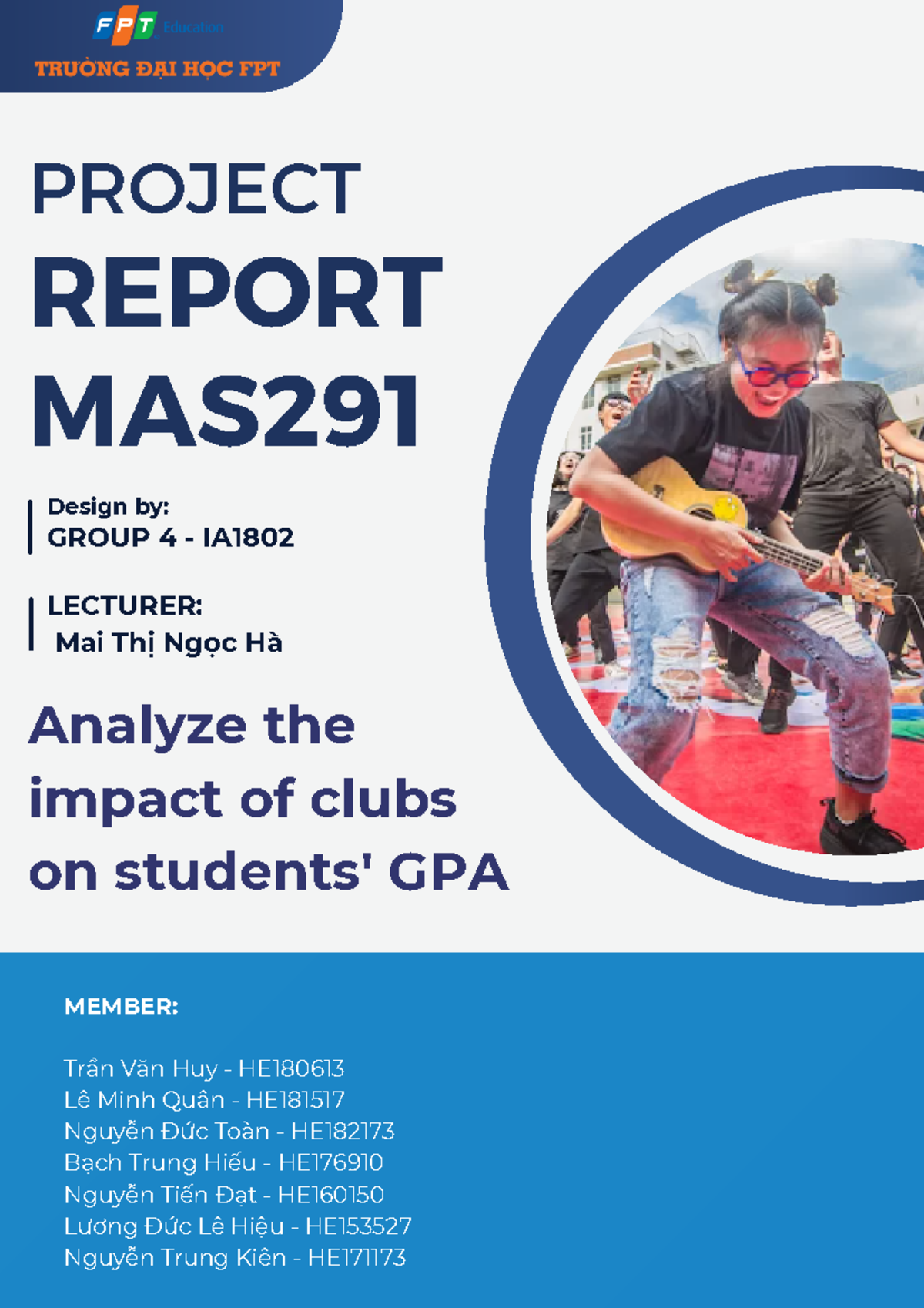 Blue and White Professional Modern Business Report Cover Page - PROJECT Design by: REPORT GROUP ...