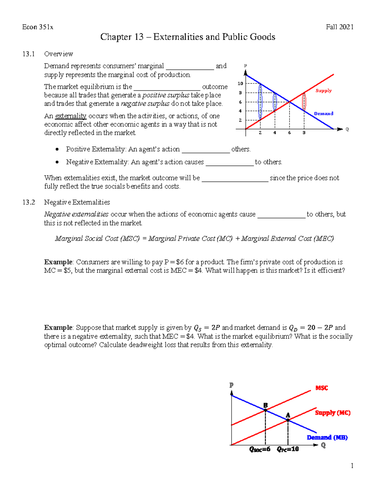 Guided Notes Chapter 13 Externalities and Public Goods - Chapter 13 ...