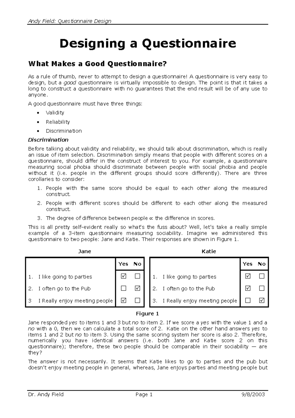 Designing questionnaires - Andy Field: Questionnaire Design Designing a ...