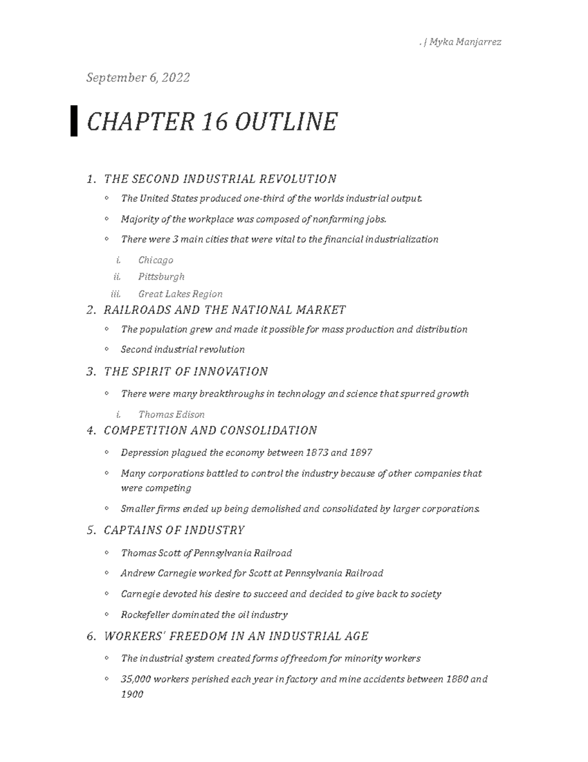 Chapter 16 outline - book; give me liberty - . | Myka Manjarrez ...